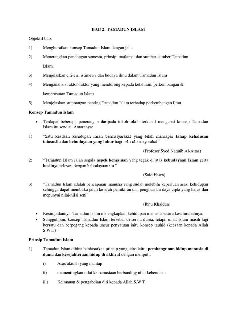 Bab 2 Nota Tamadun Islam Word | PDF