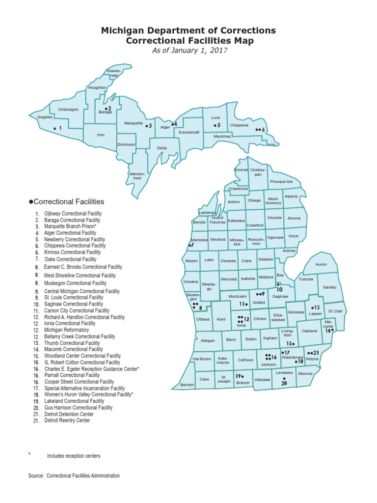 MDOC Facilities Map | PDF | Michigan | Government Related Organizations