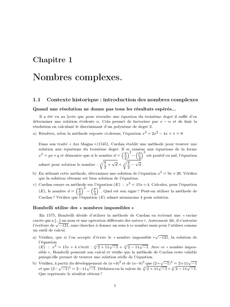 Introduction aux Nombres Complexes | PDF | Racine carrée | Nombre complexe