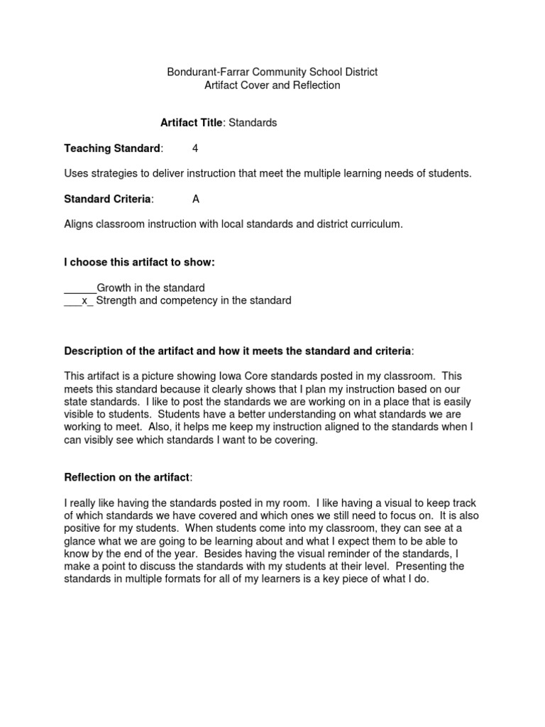 Artifact Title: Standards Teaching Standard | PDF