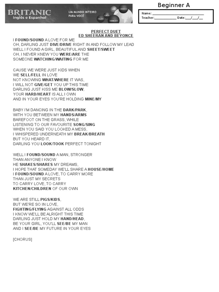 Perfect Duet - Song | PDF