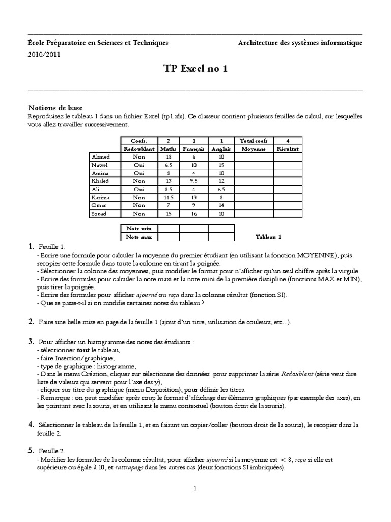 TP Excel | PDF | Microsoft Excel | Informatique TP Excel | PDF | Microsoft Excel | Informatique