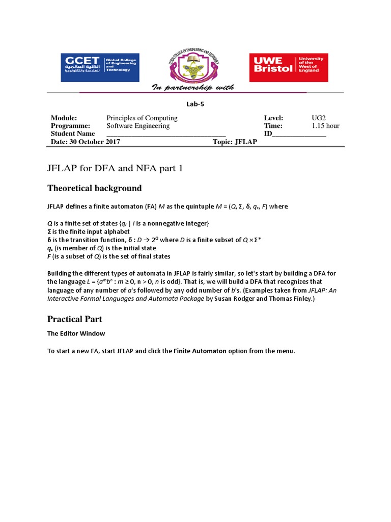JFLAP For DFA and NFA Part 1: Theoretical Background | Download Free ...