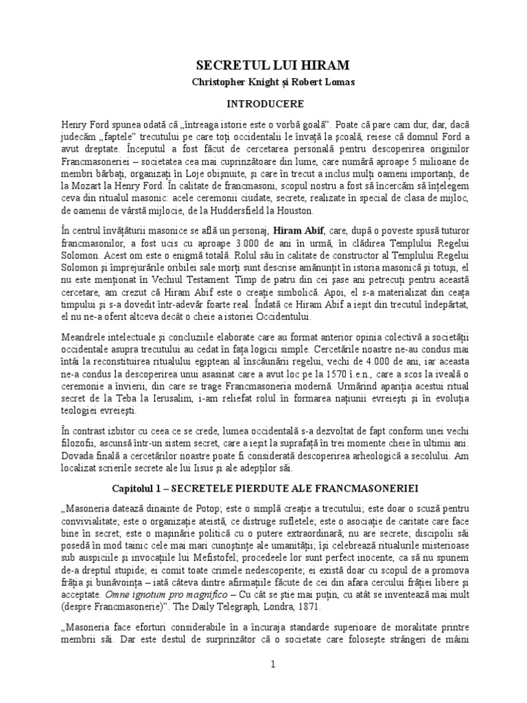 Secretul Lui Hiram Christopher Knight I Robert Lomas | PDF