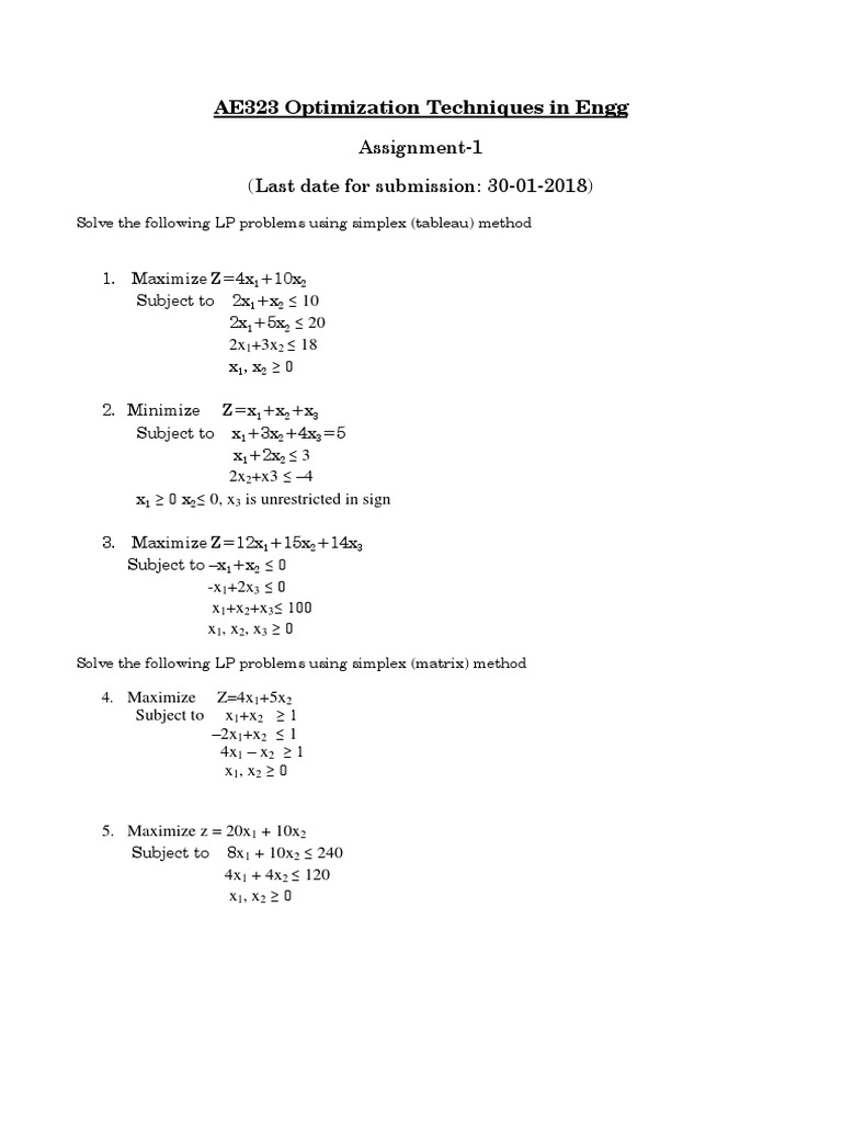 OTE Assignment 1 | PDF | Mathematical Optimization | Mathematics Of Computing