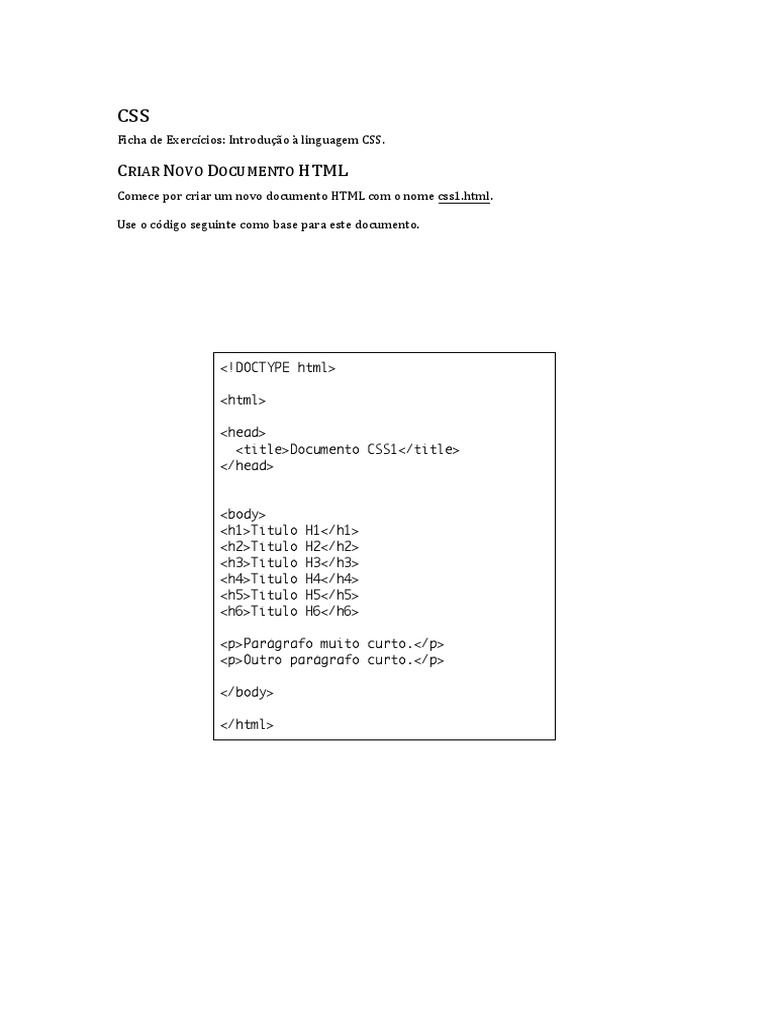 Ficha Css | PDF | Folhas de estilo em cascata | Html