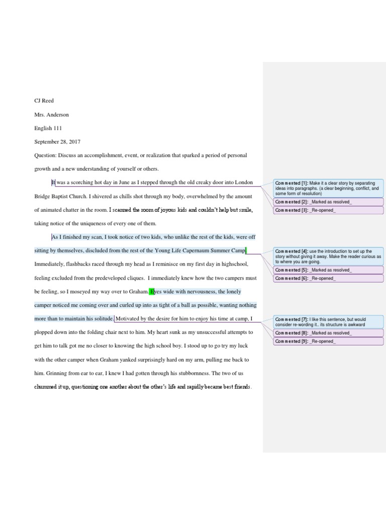 Personal Narrative | PDF | Adjective | Verb