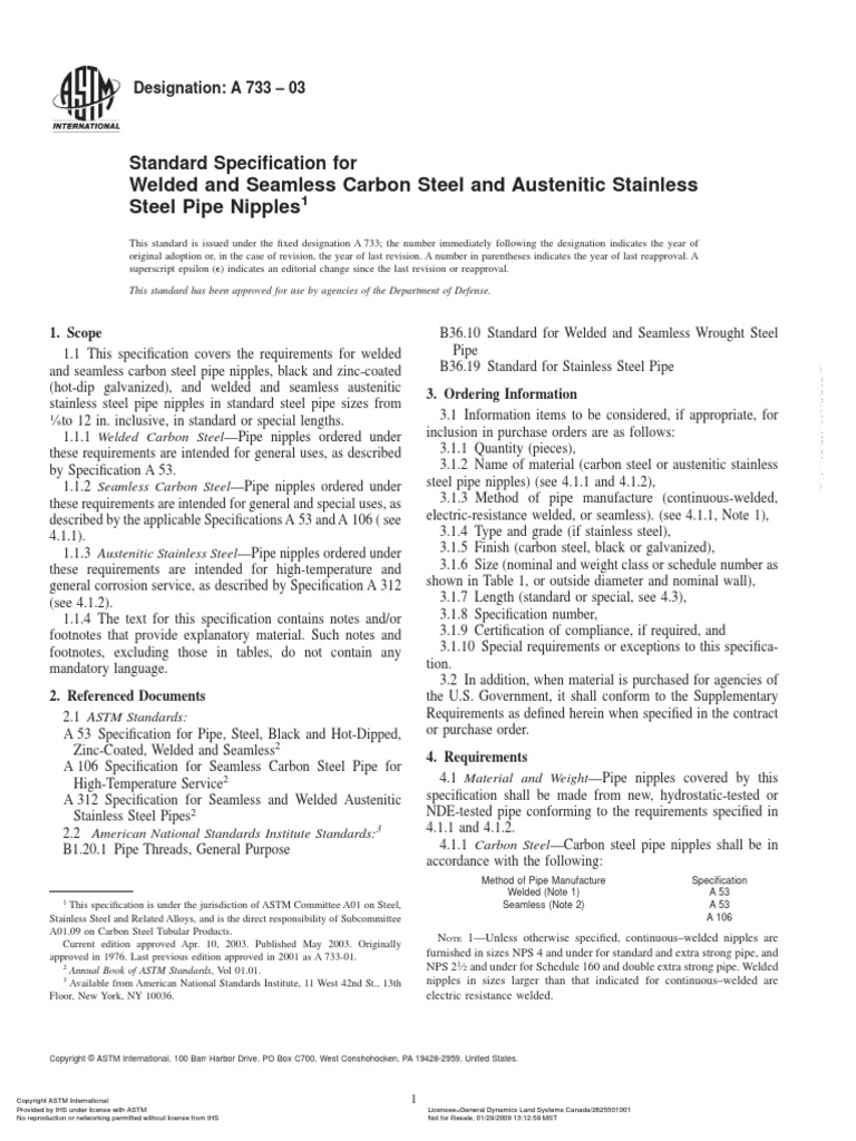 Astm A 733-03 | Download Free PDF | Galvanization | Pipe (Fluid Conveyance)