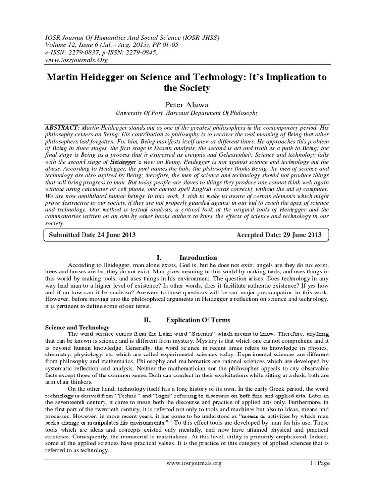 Heidegger's View on Science and Technology | PDF | Martin Heidegger ...