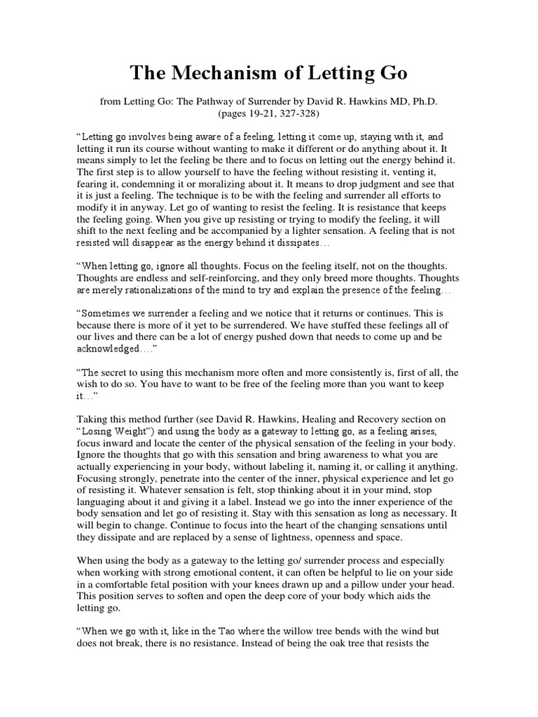 The Mechanism of Letting Go | PDF | Psychotherapy | Feeling