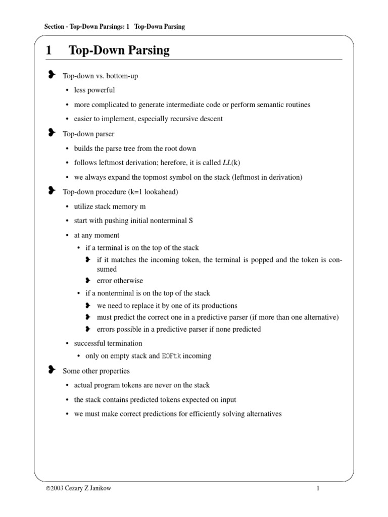 Top Down Parsing | PDF | Parsing | Computer Programming Top Down Parsing | PDF | Parsing | Computer Programming