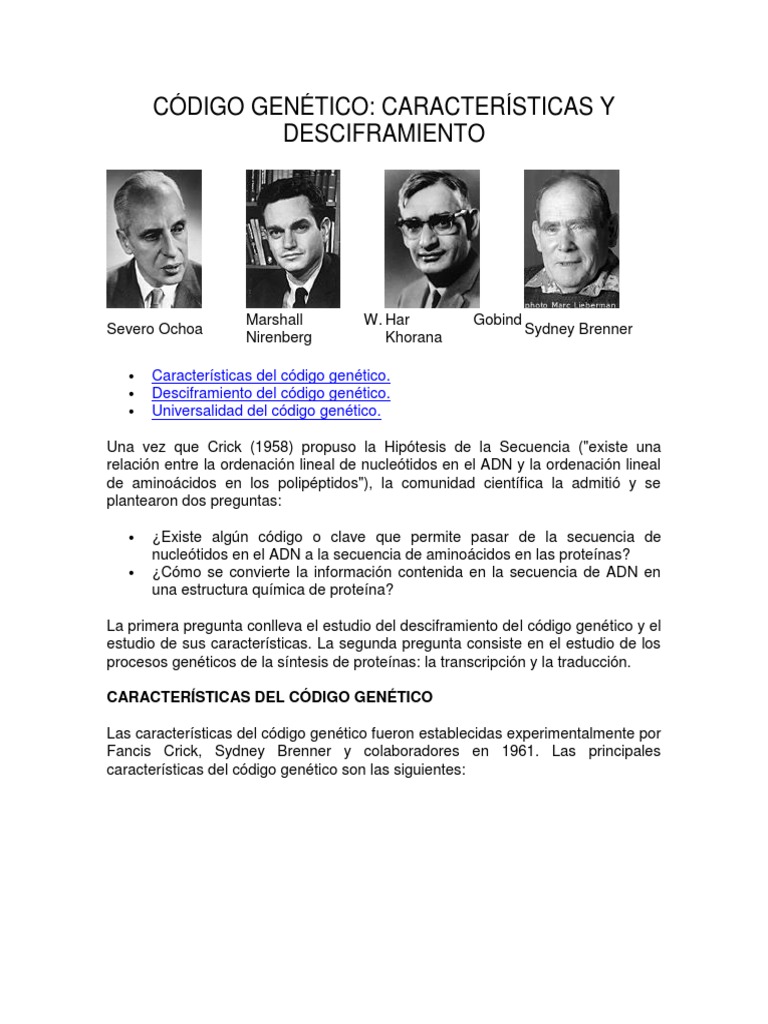 Código Genético: Características y Desciframiento | PDF | Codigo ...