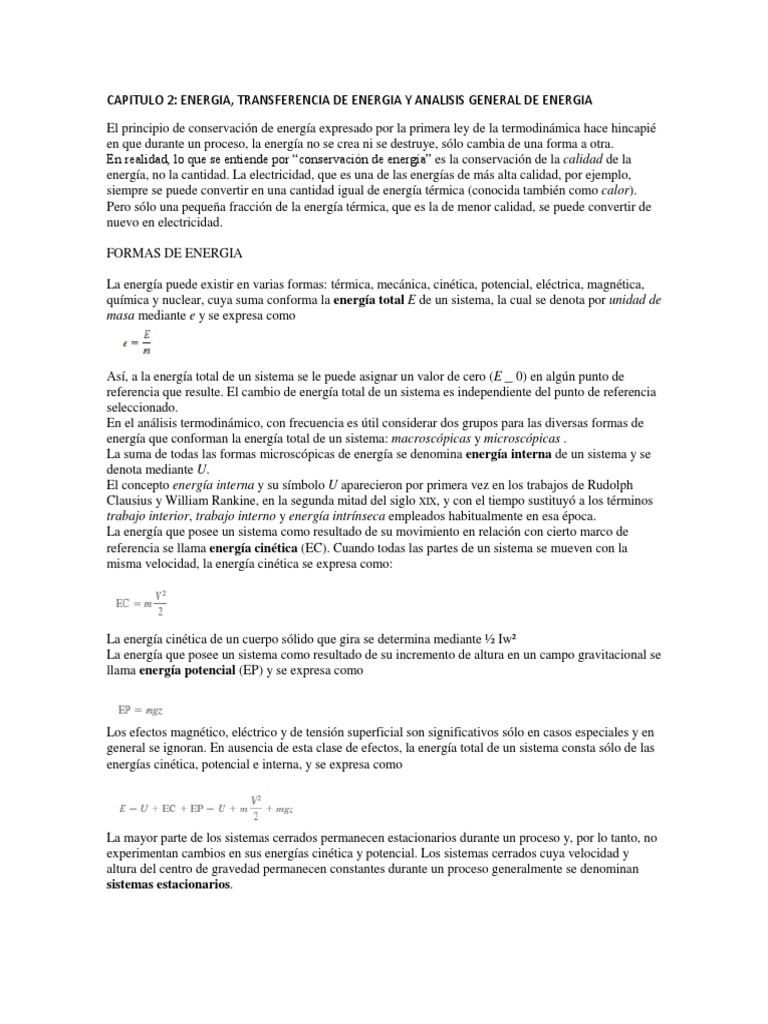Capitulo 2: Energia, Transferencia de Energia y Analisis General de ...