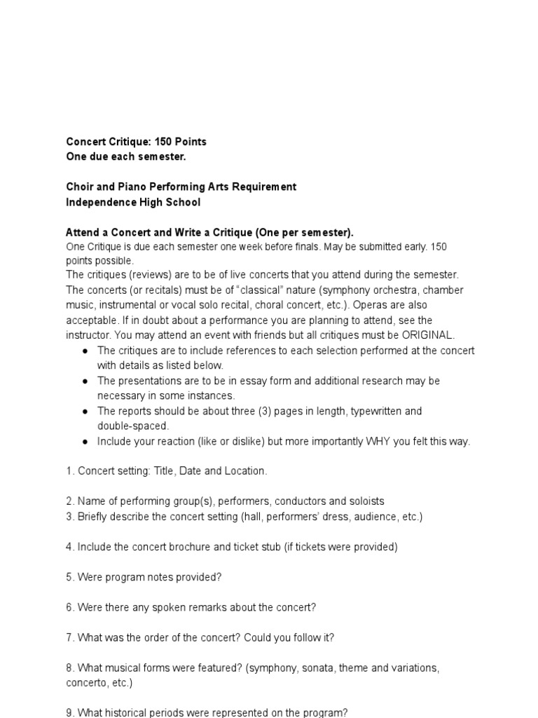 Concert Critique | PDF | Composers | Concert