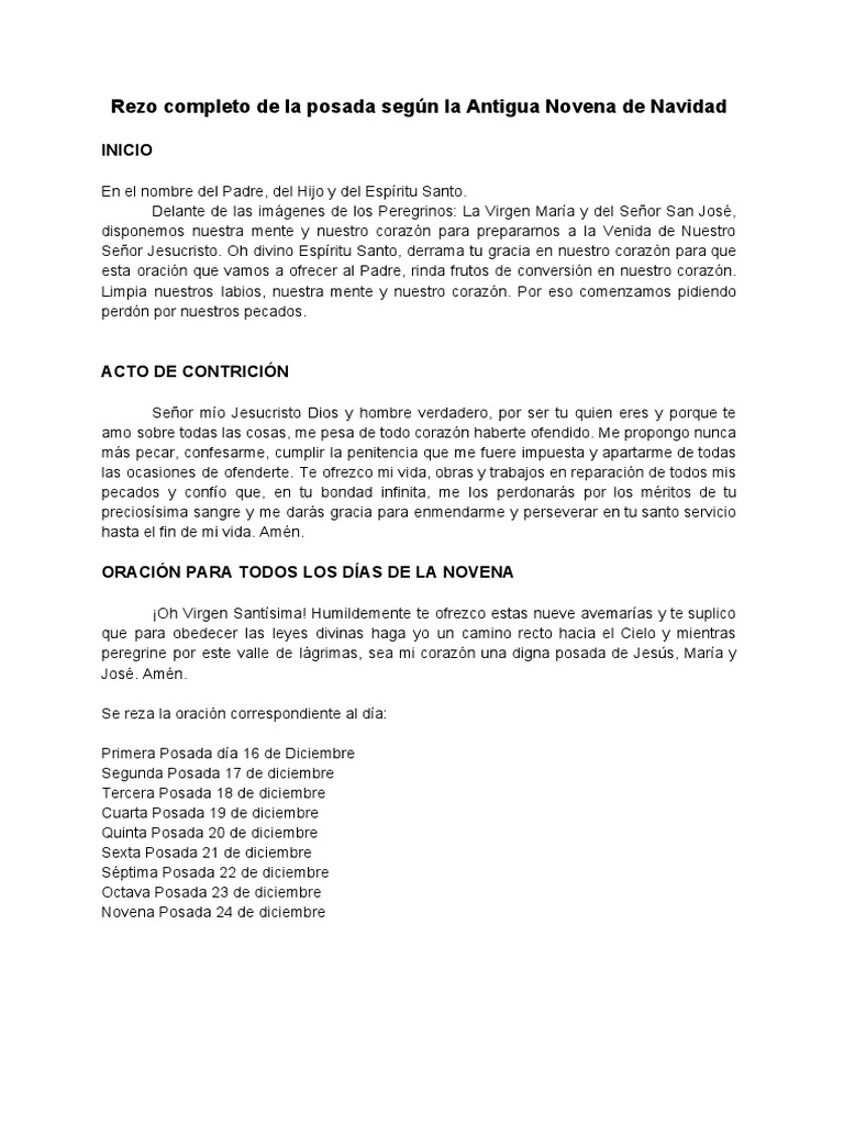 Letanía para Pedir Posada y Novena de Navidad Completa Con Rezos y ...