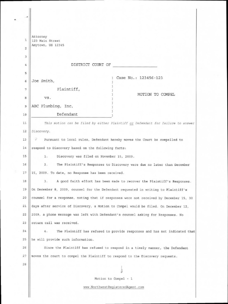 Motion to Compel Ref Citings - Helpful | Discovery (Law) | Motion To ...