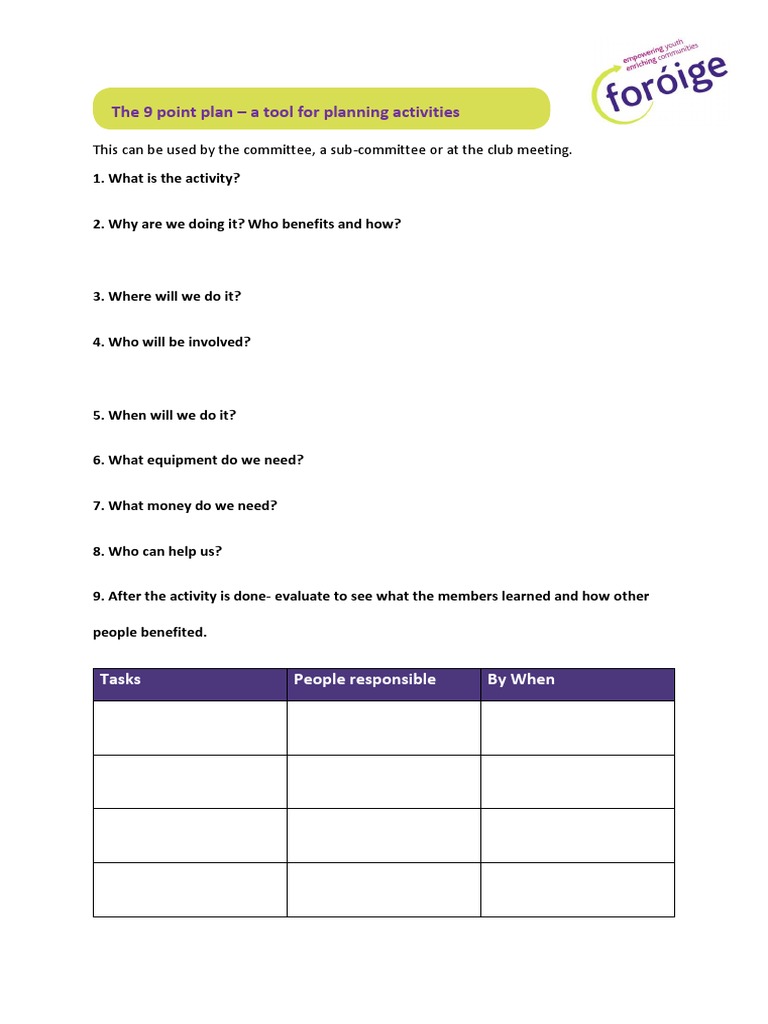 9 Steps To Planning An Activity | PDF