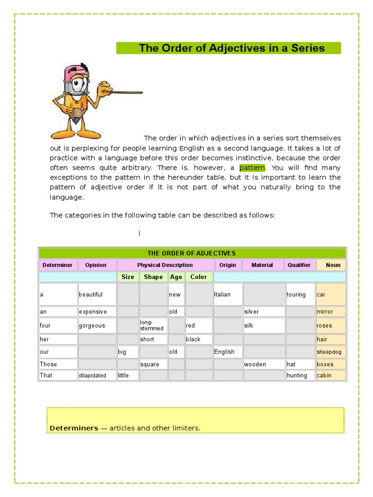 The Order of Adjectives in A Series | PDF | Adjective | Noun