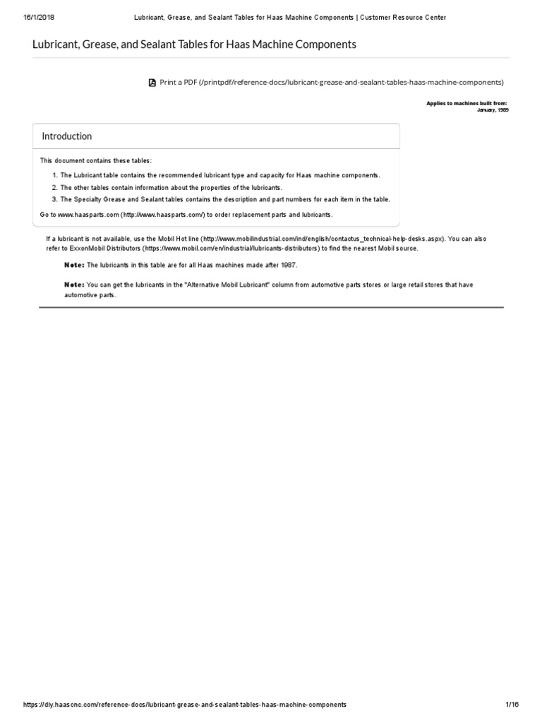 HAAS-Lubricant, Grease, and Sealant Tables For Haas Machine Components ...