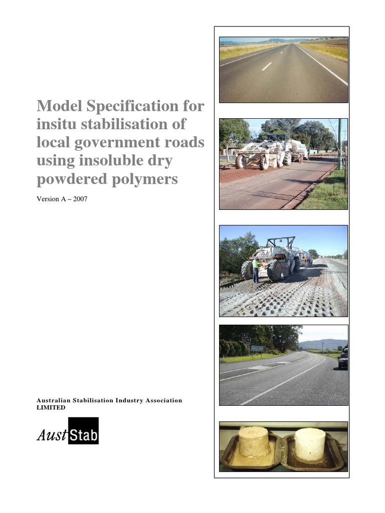 Model Specification For Insitu Stabilisation of Local Government Roads ...