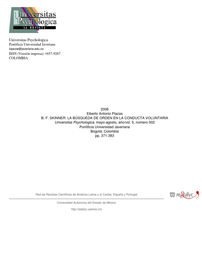 Plazas (2007) B. F. Skinner La Busqueda de Orden en La Conducta ...