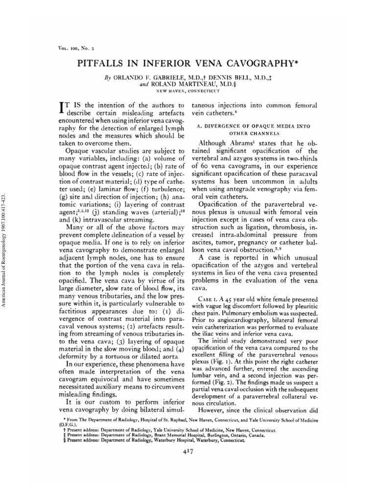 Pitfalls IN Inferior Vena Cavography : Orlando F. Gabriele, M.D.,F ...