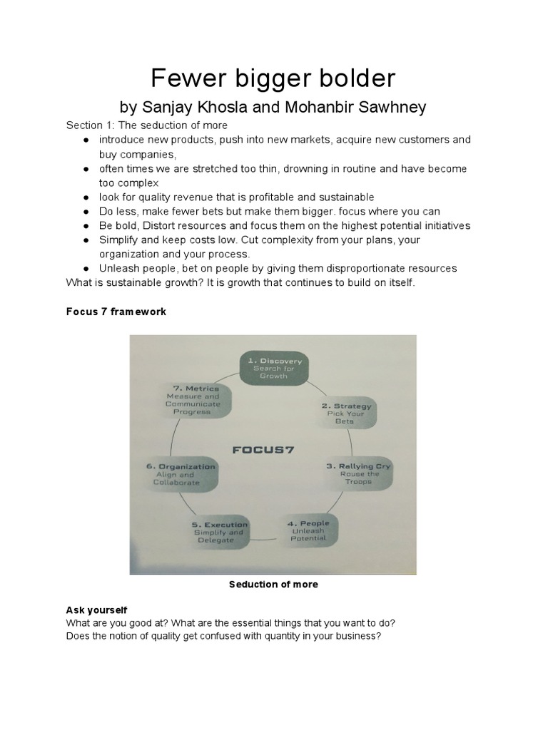 Fewer Bigger Bolder | PDF | Leadership | Business