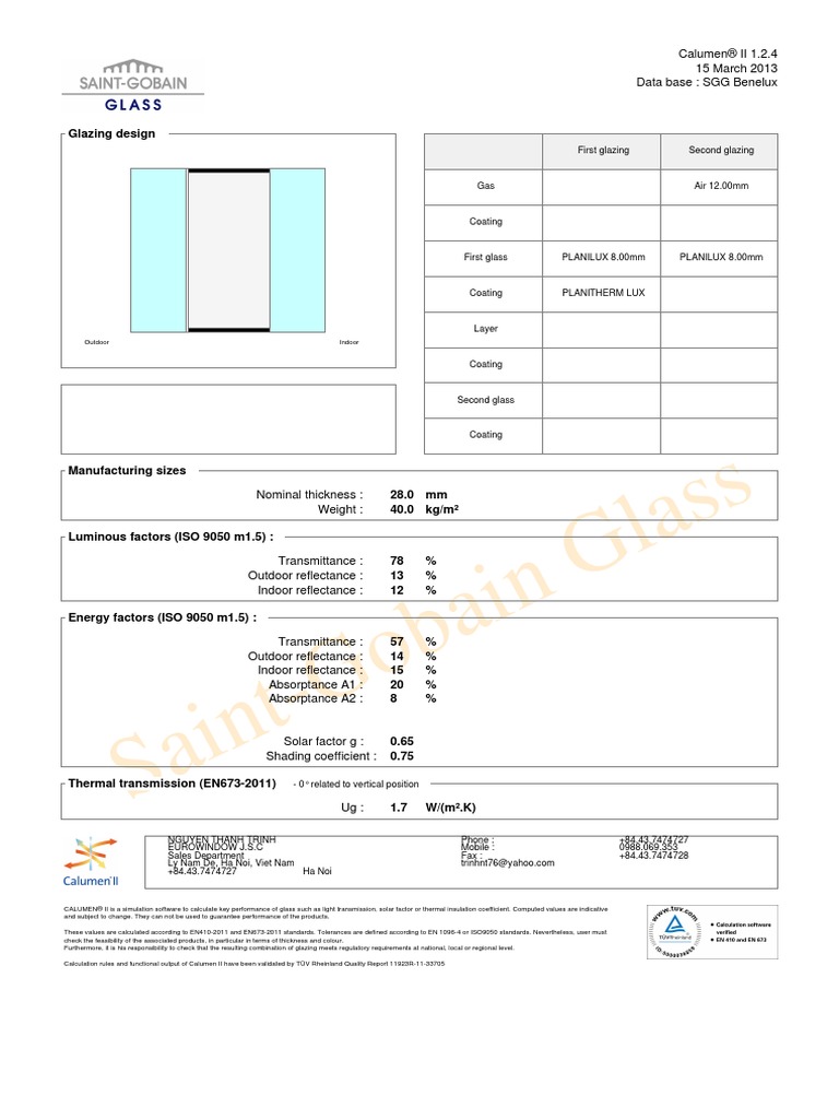 Saint-Gobain Glass Performance Data | PDF | Building Engineering ...