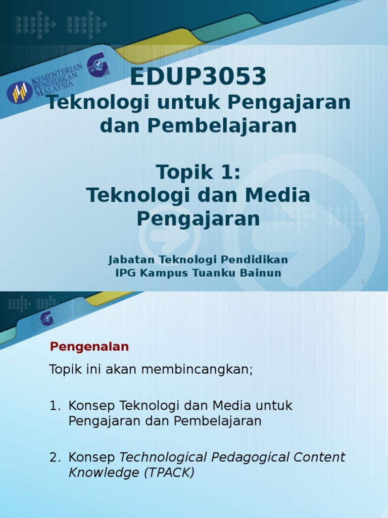 Topik 1 - Teknologi Dan Media Pengajaran | PDF