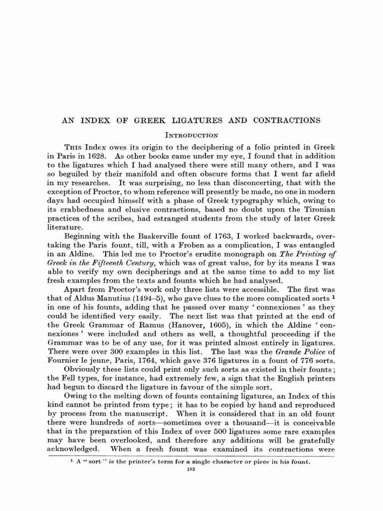 An Index of Greek Ligatures and Contractions | PDF | Typography | Writing