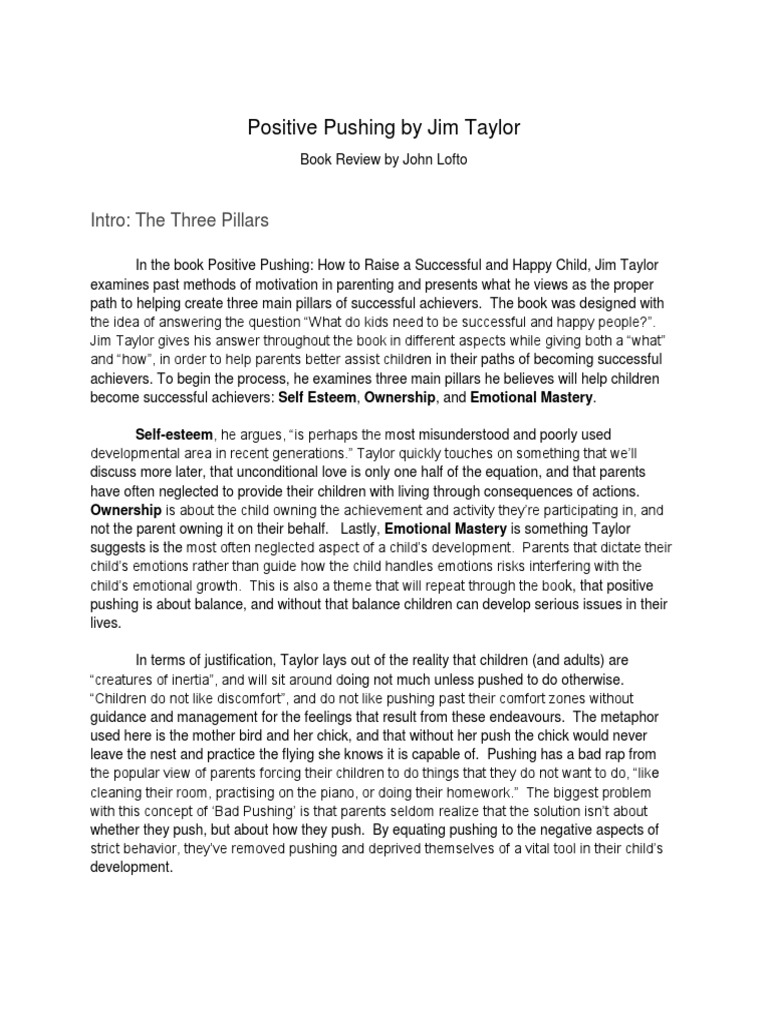 Positive Pushing A Book Review | PDF | Self Esteem | Anger