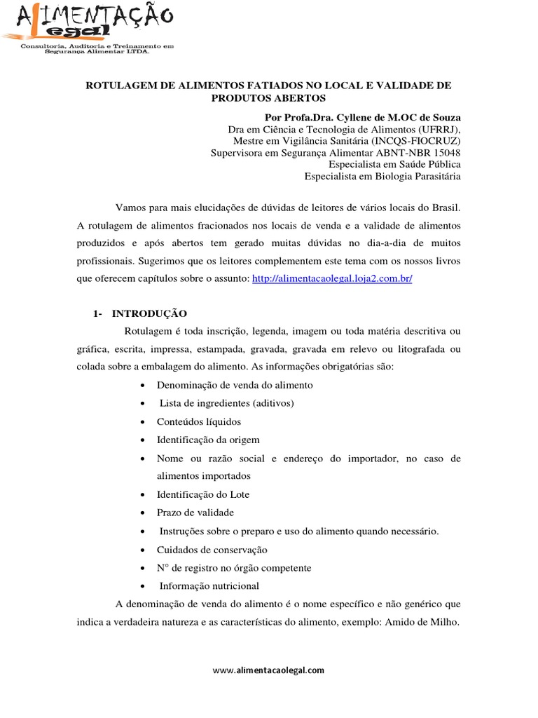 Validade | PDF | Embalagem e rotulagem | Alimentos