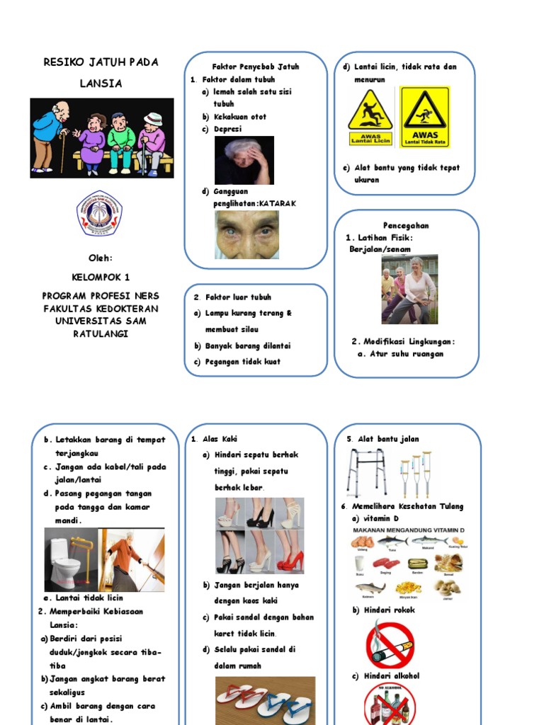 Leaflet Resiko Jatuh Pada Lansia Jadi | PDF