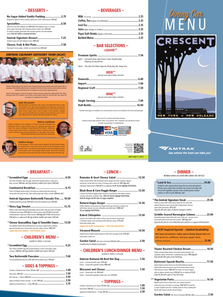 Crescent Dining Car Menu 0917 | PDF | Pancake | Salad