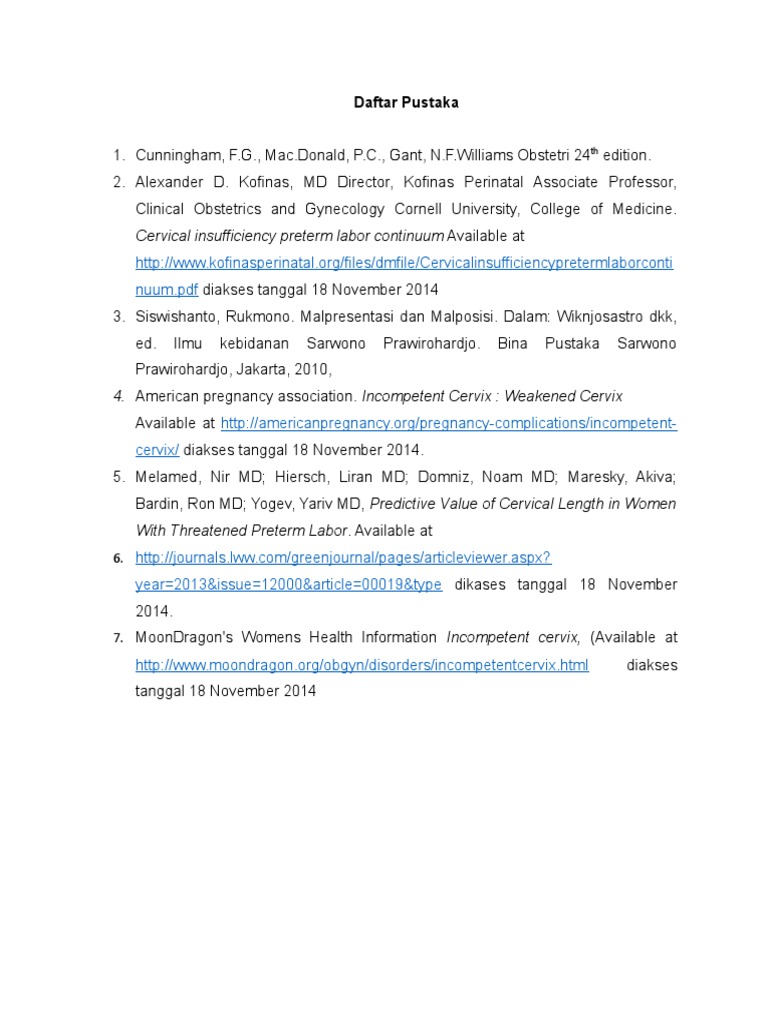 References on Cervical Insufficiency | PDF