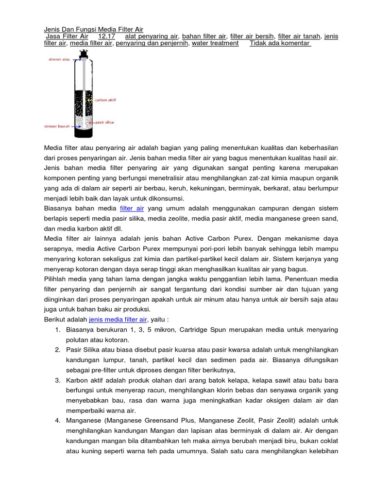 Jenis dan Fungsi Media Filter Air | PDF