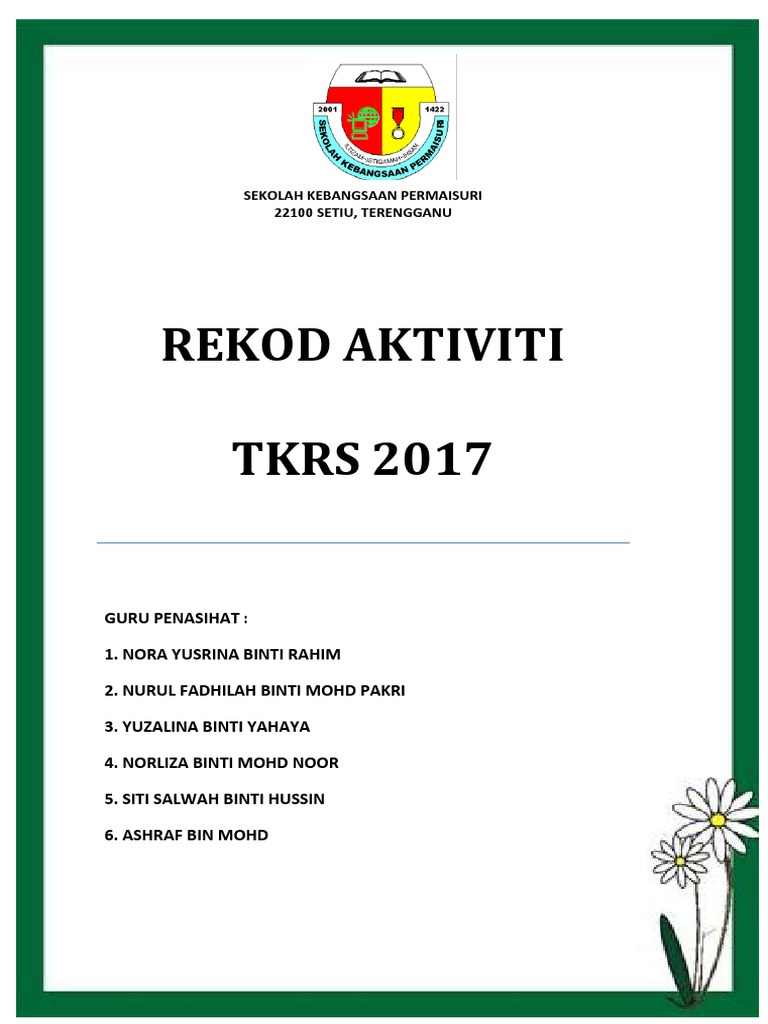Cover Buku Rekod Aktiviti Tkrs 2017 | PDF