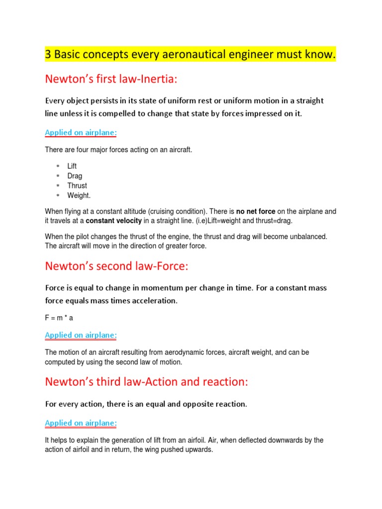 3 Basic Concepts Every Aeronautical Engineer Must Know | PDF