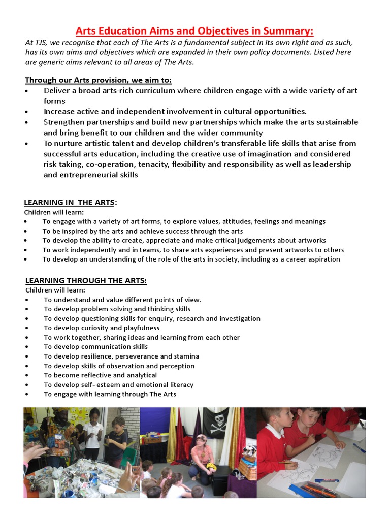 Aims and Objectives Summary | PDF | The Arts | Psychological Resilience