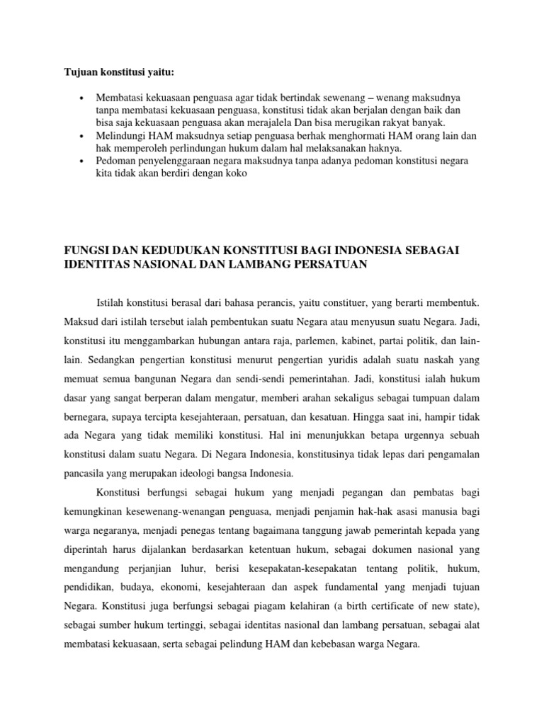 Tujuan Konstitusi Yaitu | PDF