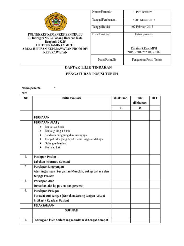 Contoh Daftar Tilik | PDF