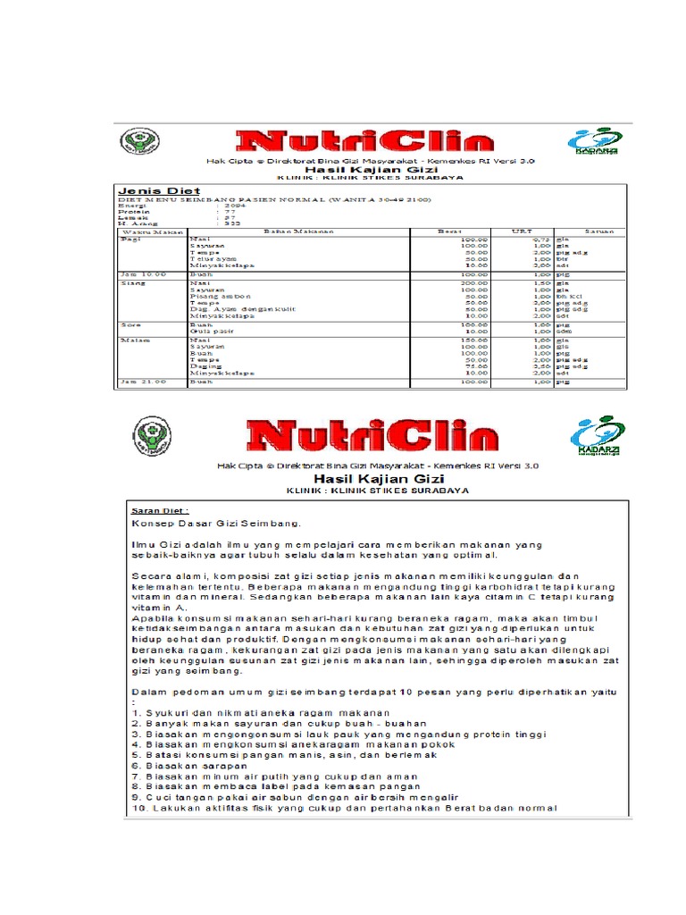 Revisi Soal UAS Nutriclin 1 | PDF