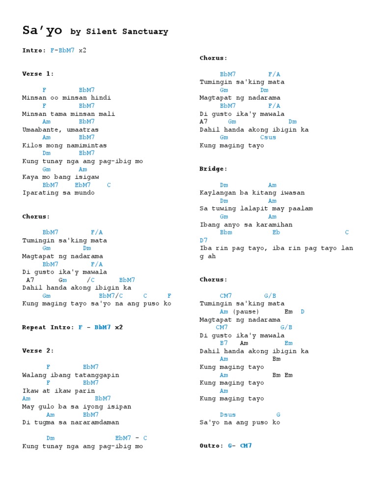 Sayo Chords by Silent Sanctuary | PDF