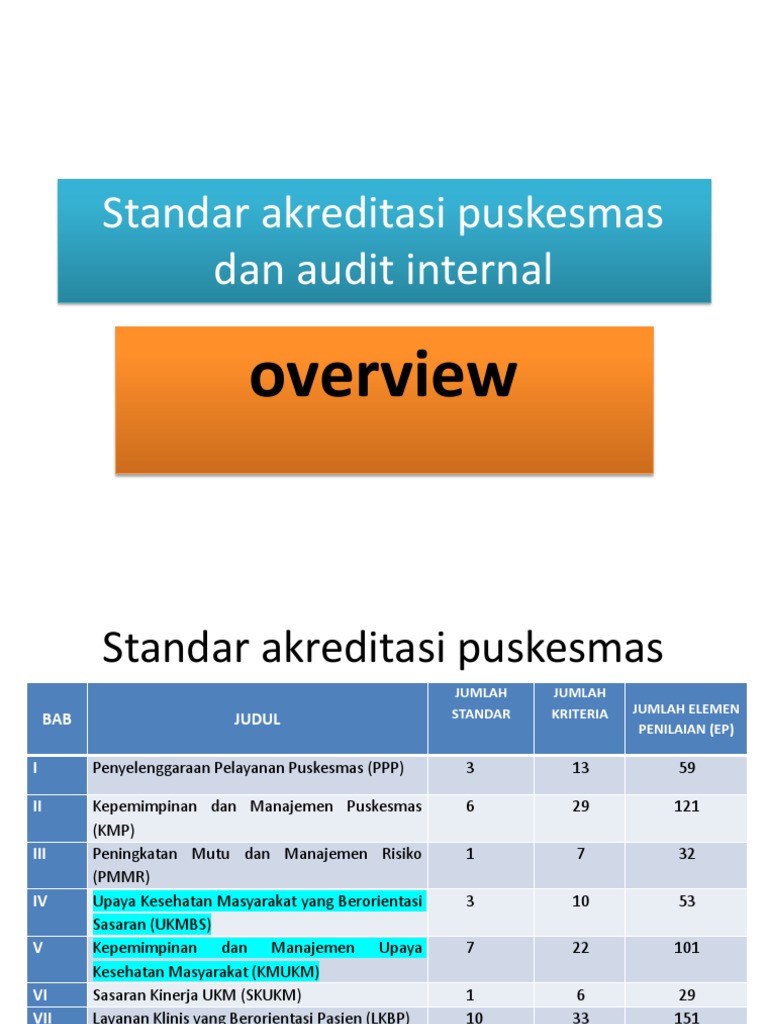 1b.c. Overview Standar Akreditasi Puskesmas Dan Audit Internal | PDF