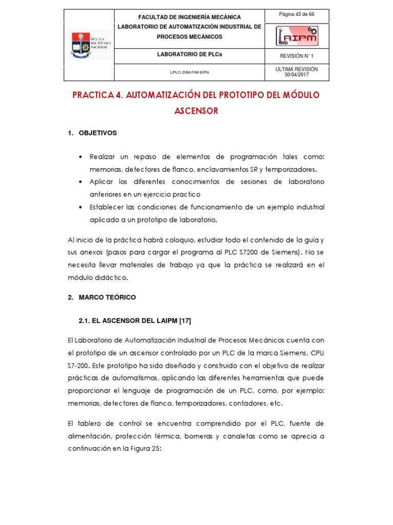 Práctica 04 Ascensor | PDF | Controlador lógico programable | Automatización