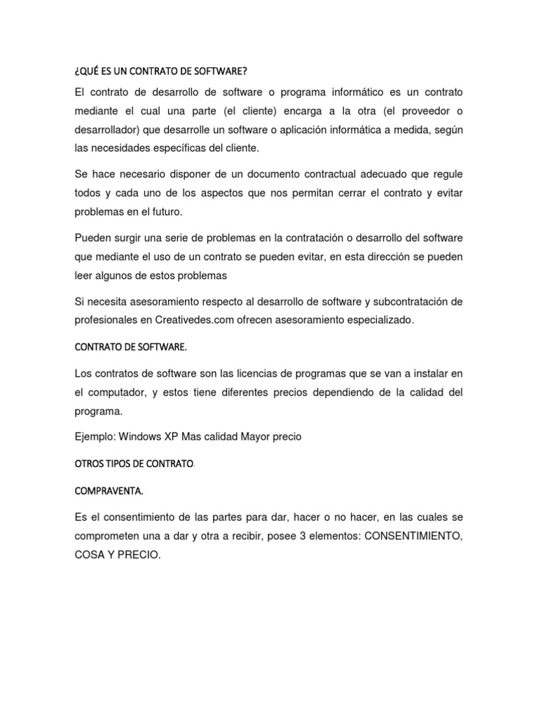 Contrato de Software | PDF | Software | Informática y tecnología de la ...