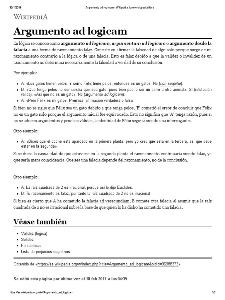 Argumento Ad Logicam - Wikipedia | PDF | Falacia | Argumento