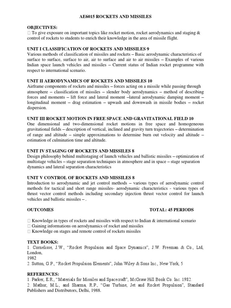 An Introduction to Rocket Aerodynamics, Staging, Control and ...