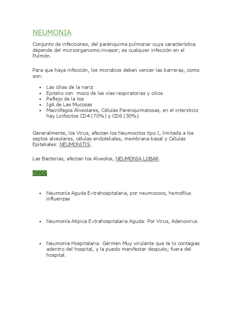 Fases y tipos de neumonía | PDF | Neumonía | Microbiología