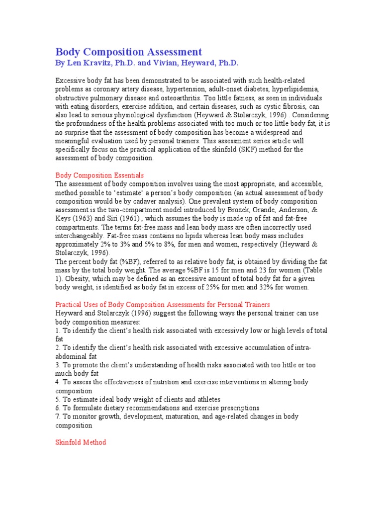Body Composition Guide for Trainers | PDF | Adipose Tissue ...